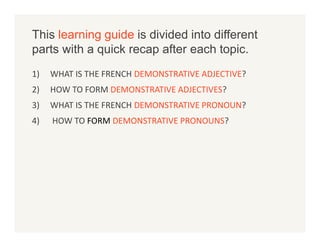 The french demonstrative adjectives and pronouns | PDF