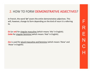 The french demonstrative adjectives and pronouns | PDF