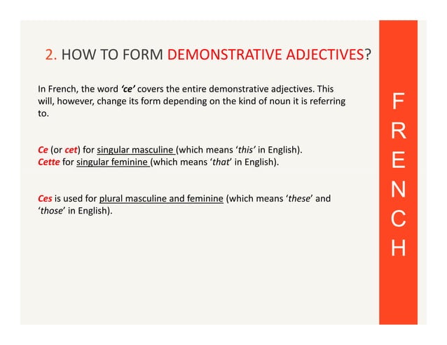 The french demonstrative adjectives and pronouns | PDF