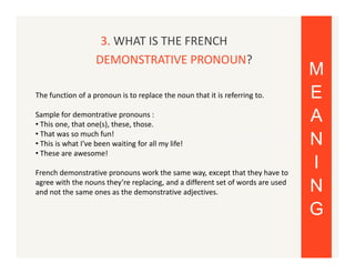 The french demonstrative adjectives and pronouns | PDF