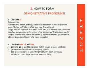 The french demonstrative adjectives and pronouns | PDF