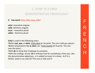 The french demonstrative adjectives and pronouns | PDF