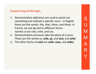 The french demonstrative adjectives and pronouns | PDF