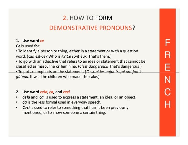 The french demonstrative adjectives and pronouns