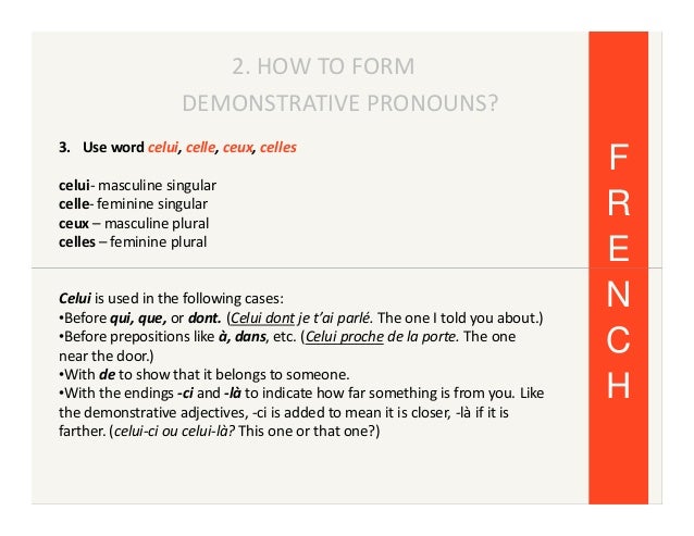 The french demonstrative adjectives and pronouns