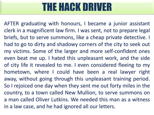 The hack driver | PPTX | Law