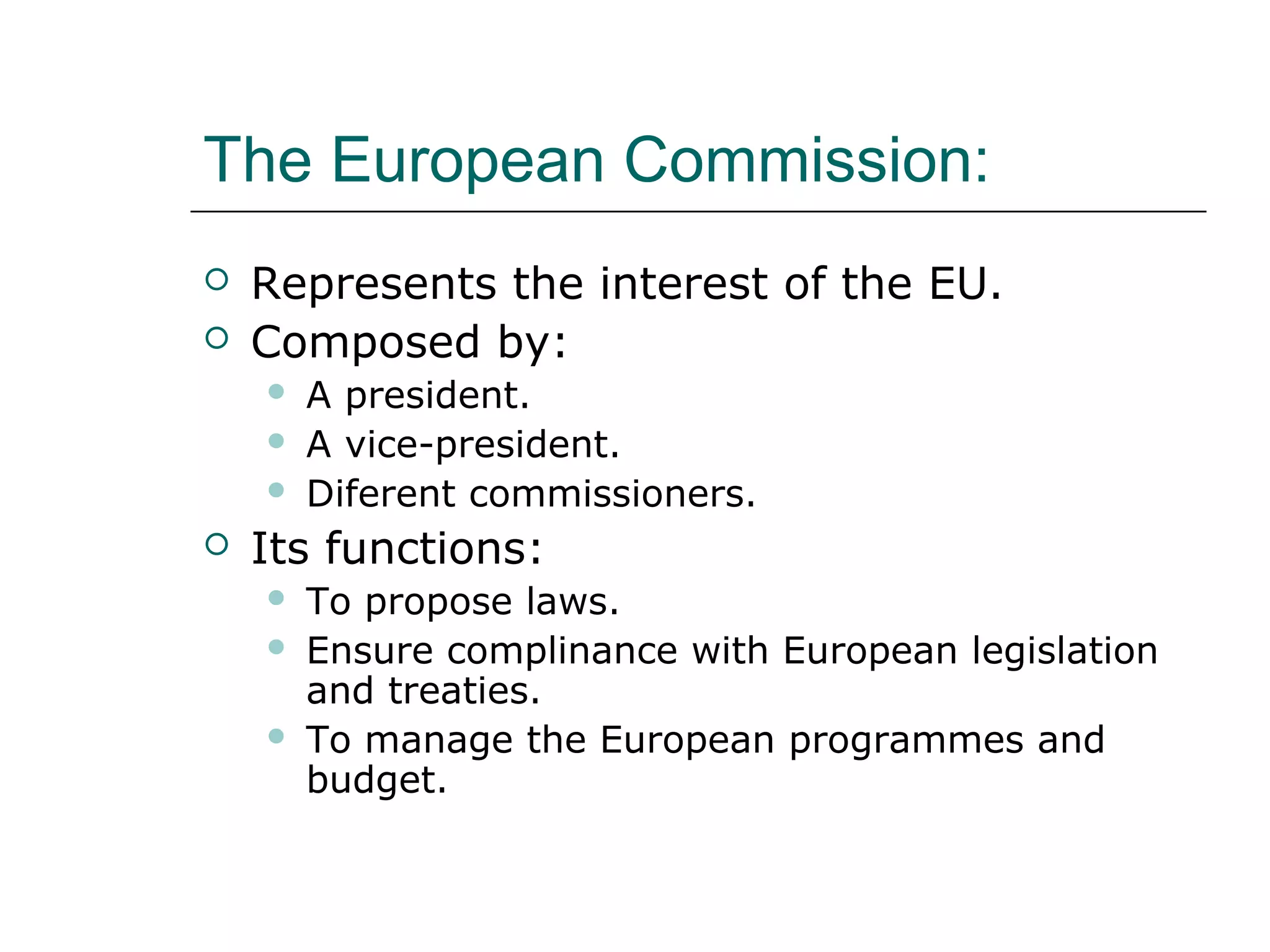 The institutions of the european union | PPT