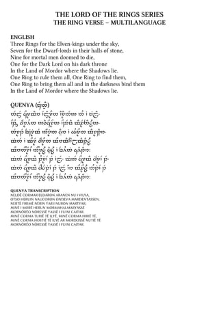 The Ring Verse - Multilanguage | PDF