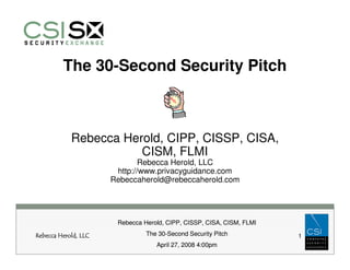 The 30-Second Security Pitch | PDF