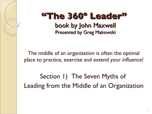 The 360º Leader (Section 1 of 6) | PPT | Executive Leadership ...