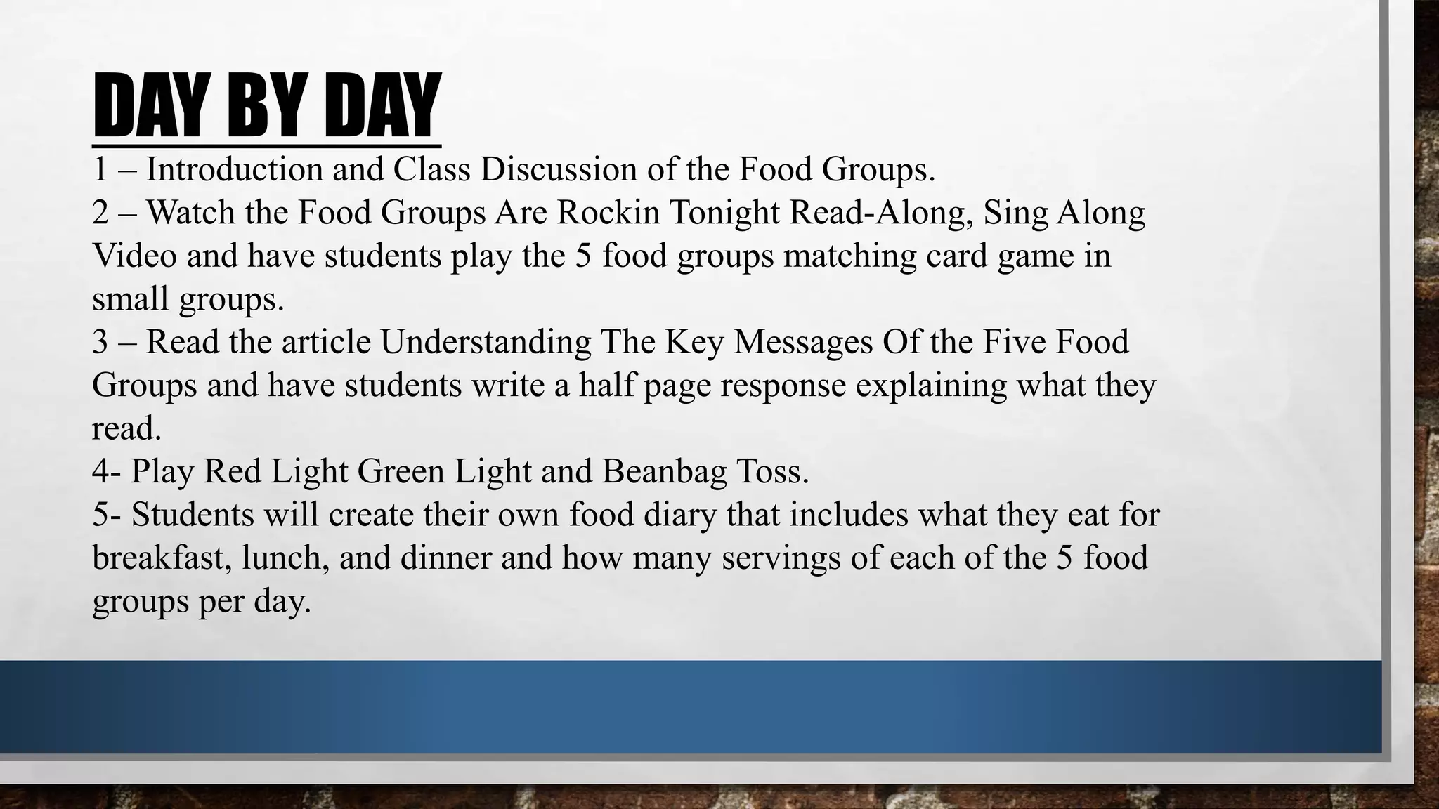 The 5 food groups | PPTX