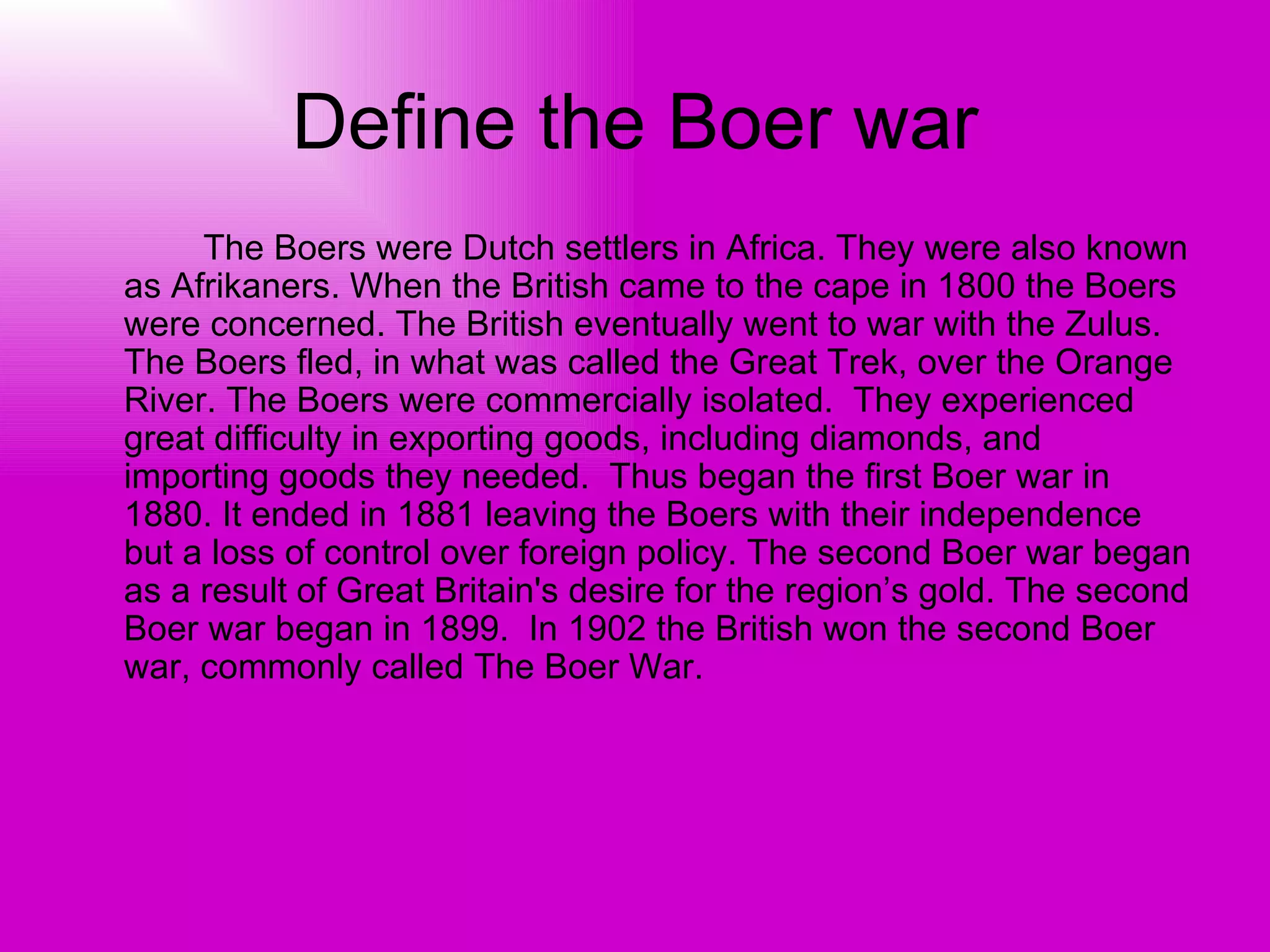 The Anglo Boer War | PPT