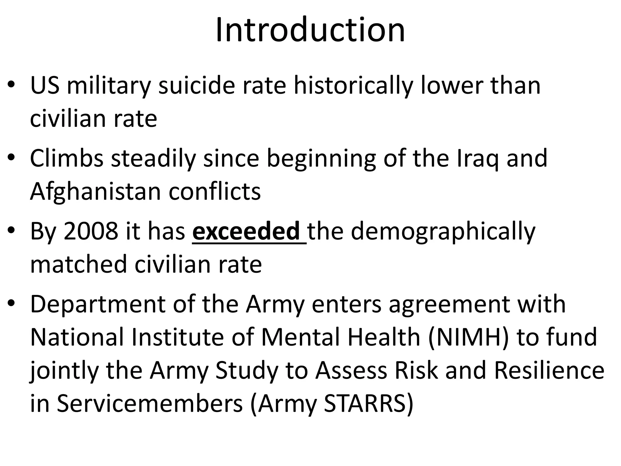 US Army STARRS - The Army Study to Assess Risk and Resilience in ...