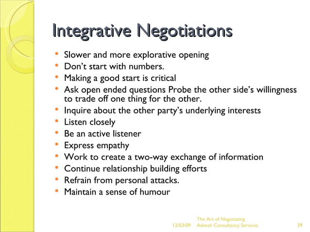 The Art of Negotiating