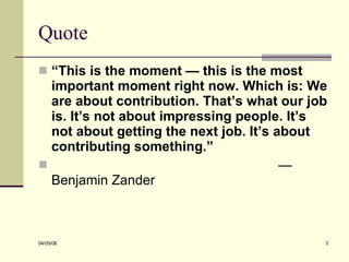 The Art of Possibilities by Ben Zander | PPT