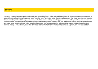 [Mobi] The Art of Thinking Clearly | PPT