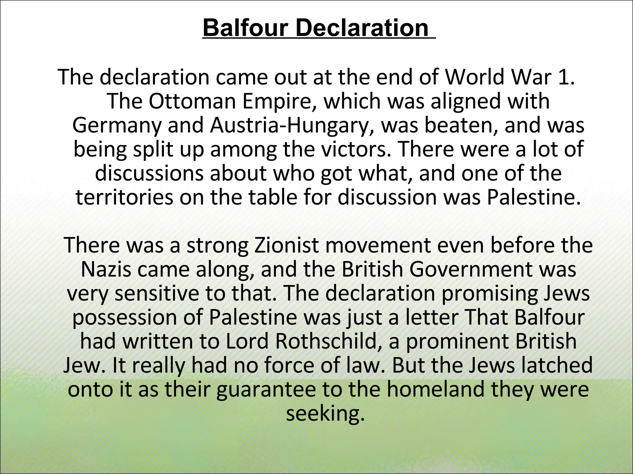 The Balfour Declaration | PPS