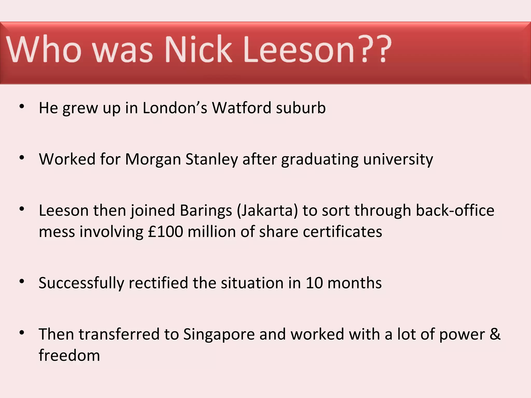 The Barings Bank Collapse | PPT