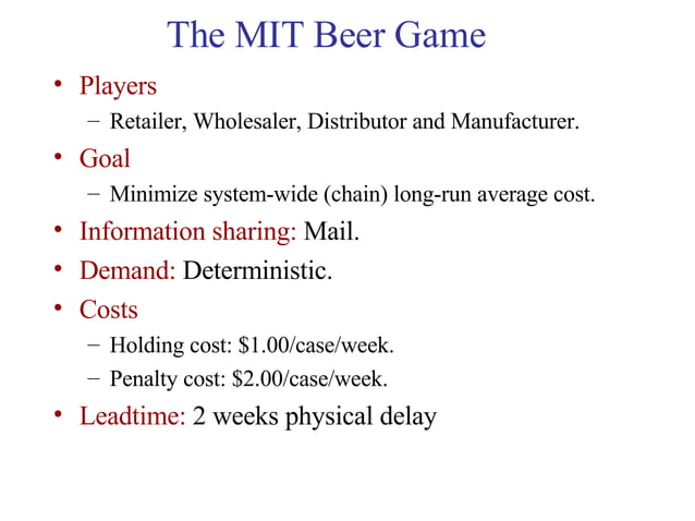 The Beer Game slides | PPT | Board Games and Puzzles | Games and Puzzles