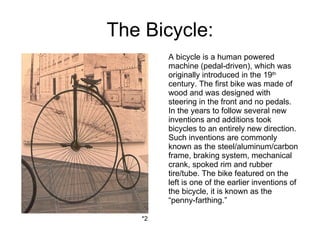 (0661799) The Bicycle: A Human Powered Vehicle | PPT