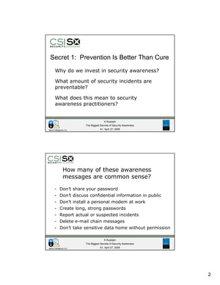 The Biggest Secrets of Security Awareness | PPT