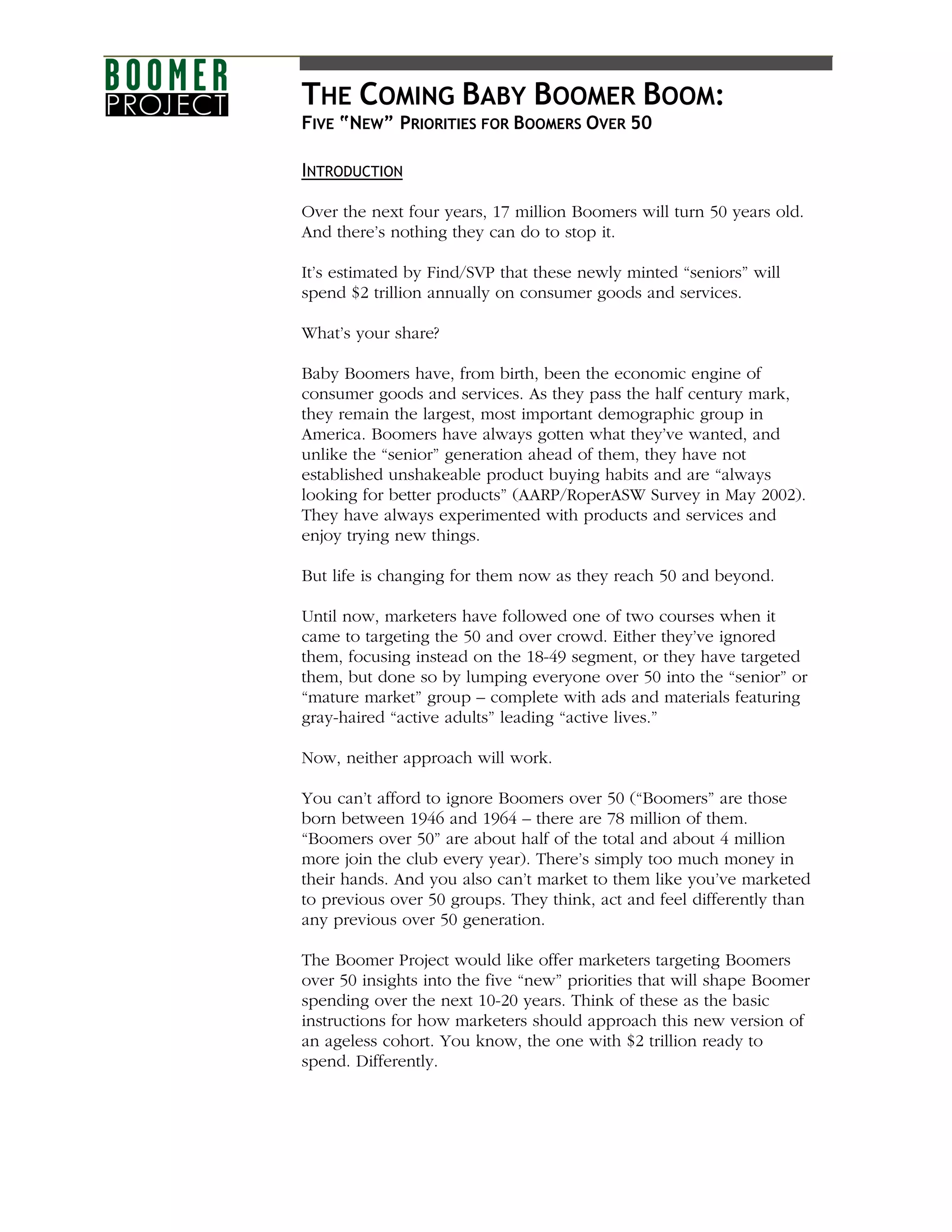 The Boomer Project-Boomers Over 50 | PDF