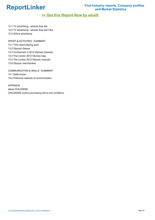 The CHILDWISE Monitor Report 2011-12 | PDF