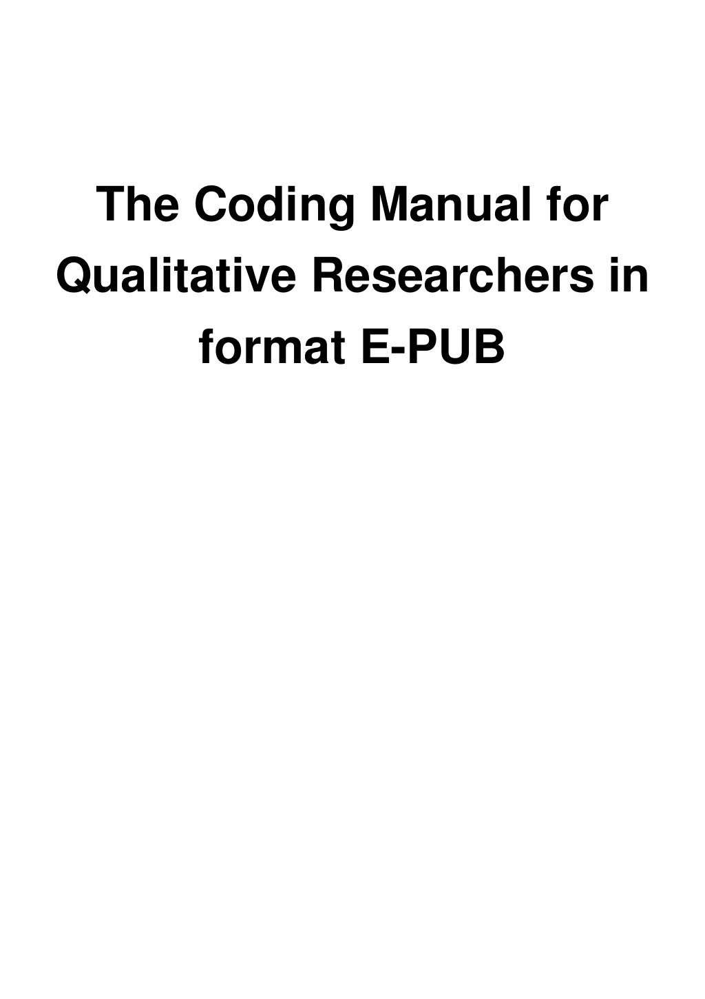 The Coding Manual for Qualitative Researchers in format E-PUB