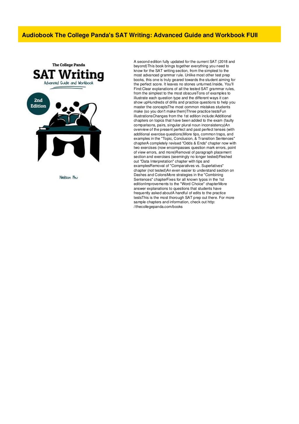 Audiobook The College Panda's SAT Writing: Advanced Guide and Workbook FUll