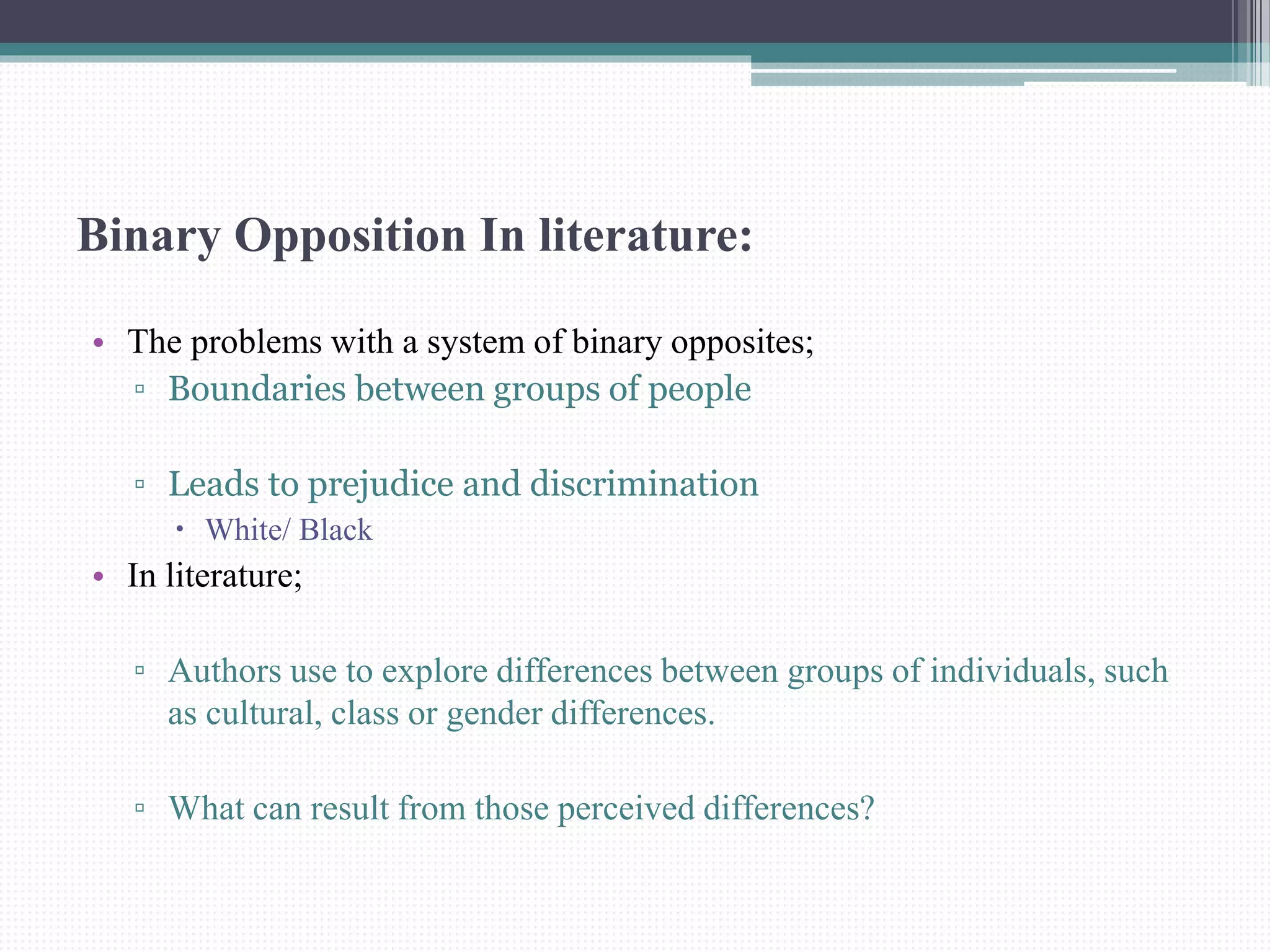 The Concept of Binary Opposition | PPTX