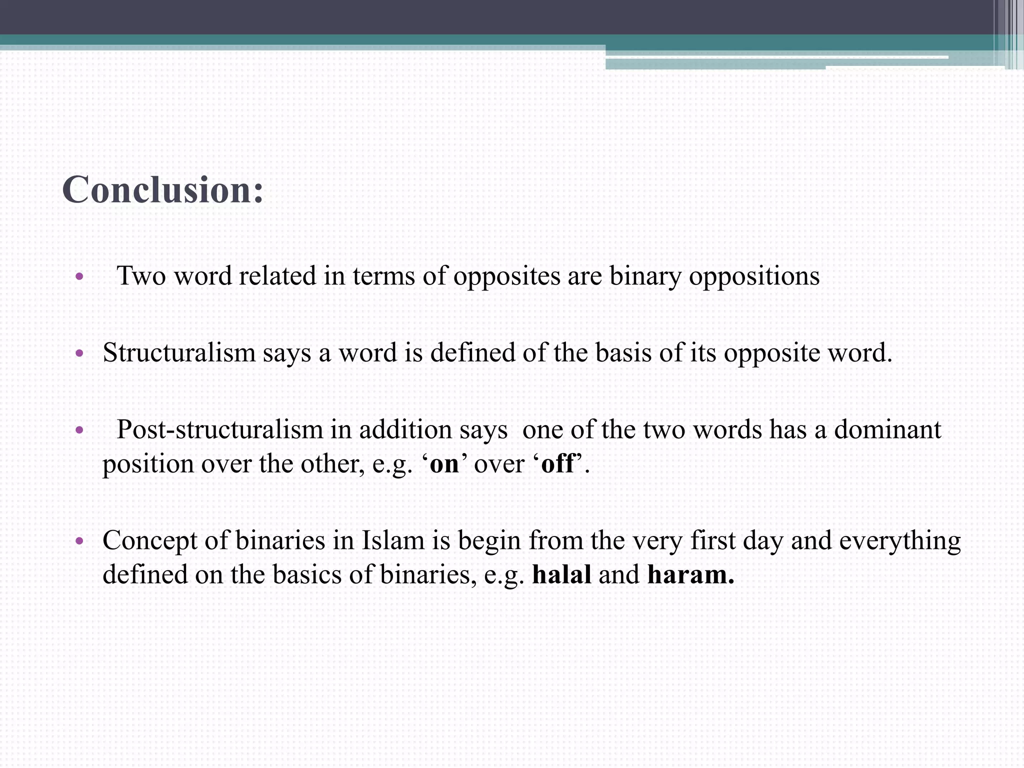 The Concept of Binary Opposition | PPTX