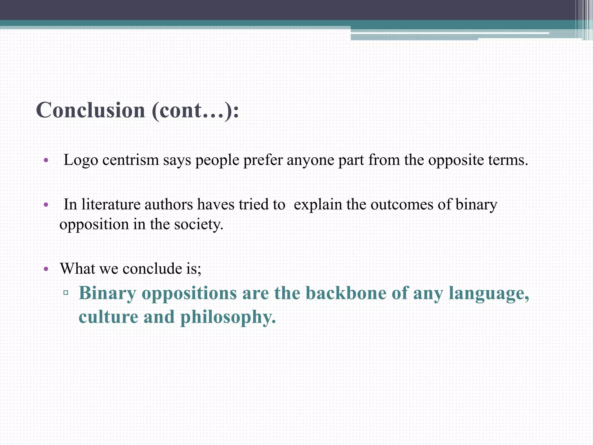The Concept of Binary Opposition | PPTX