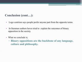 The Concept of Binary Opposition | PPTX