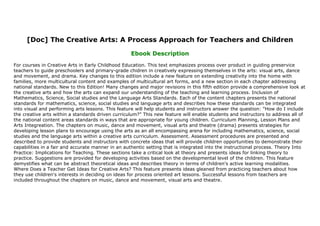 [Doc] The Creative Arts: A Process Approach for Teachers and Children | PPT