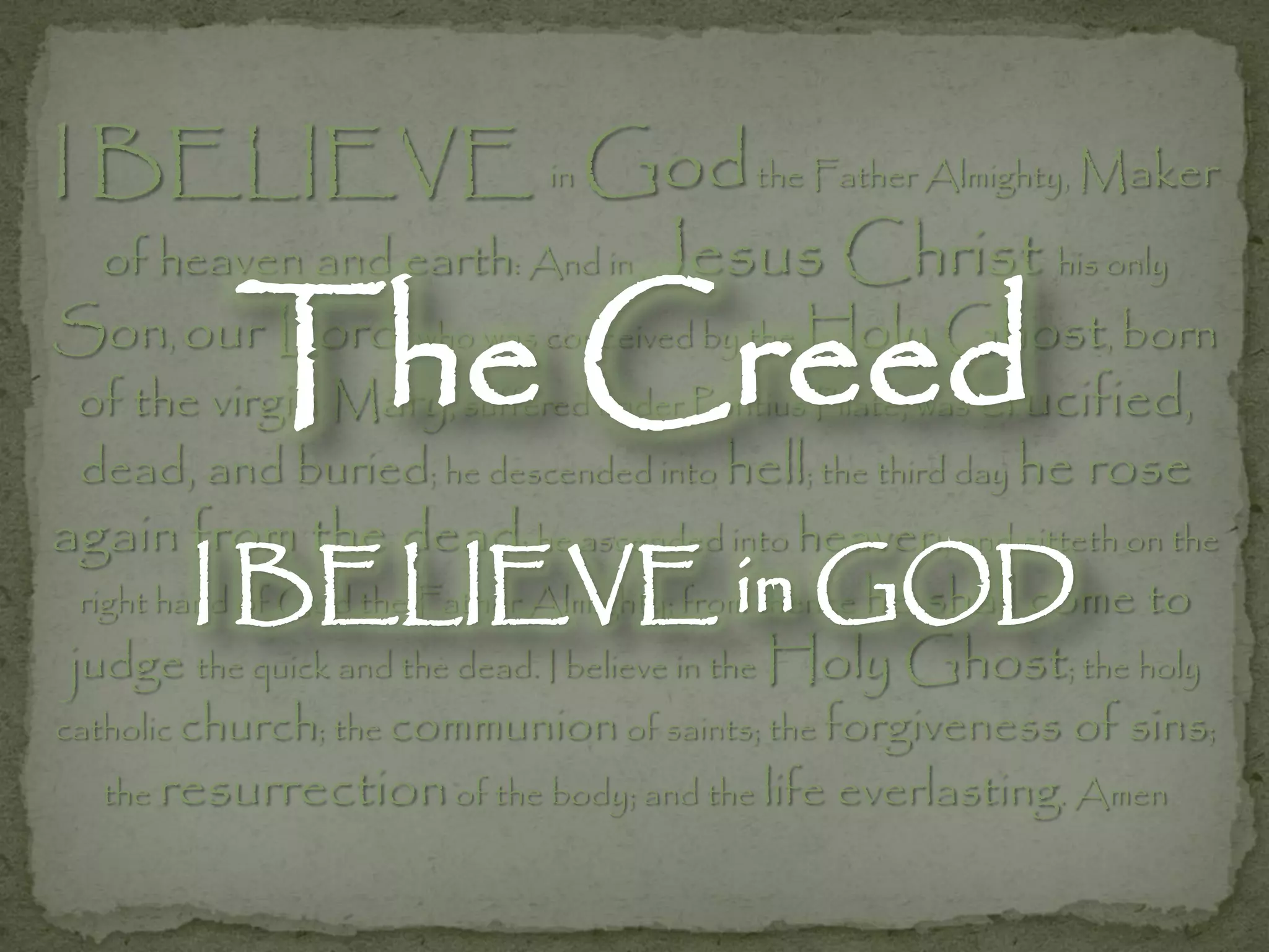 The Creed - I Believe In God | PDF