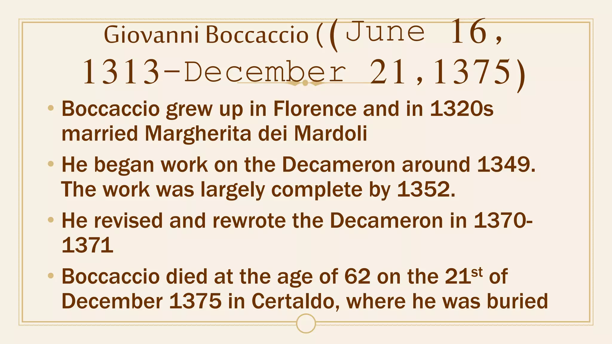 THE DECAMERON ENGLISH 10 | PPTX