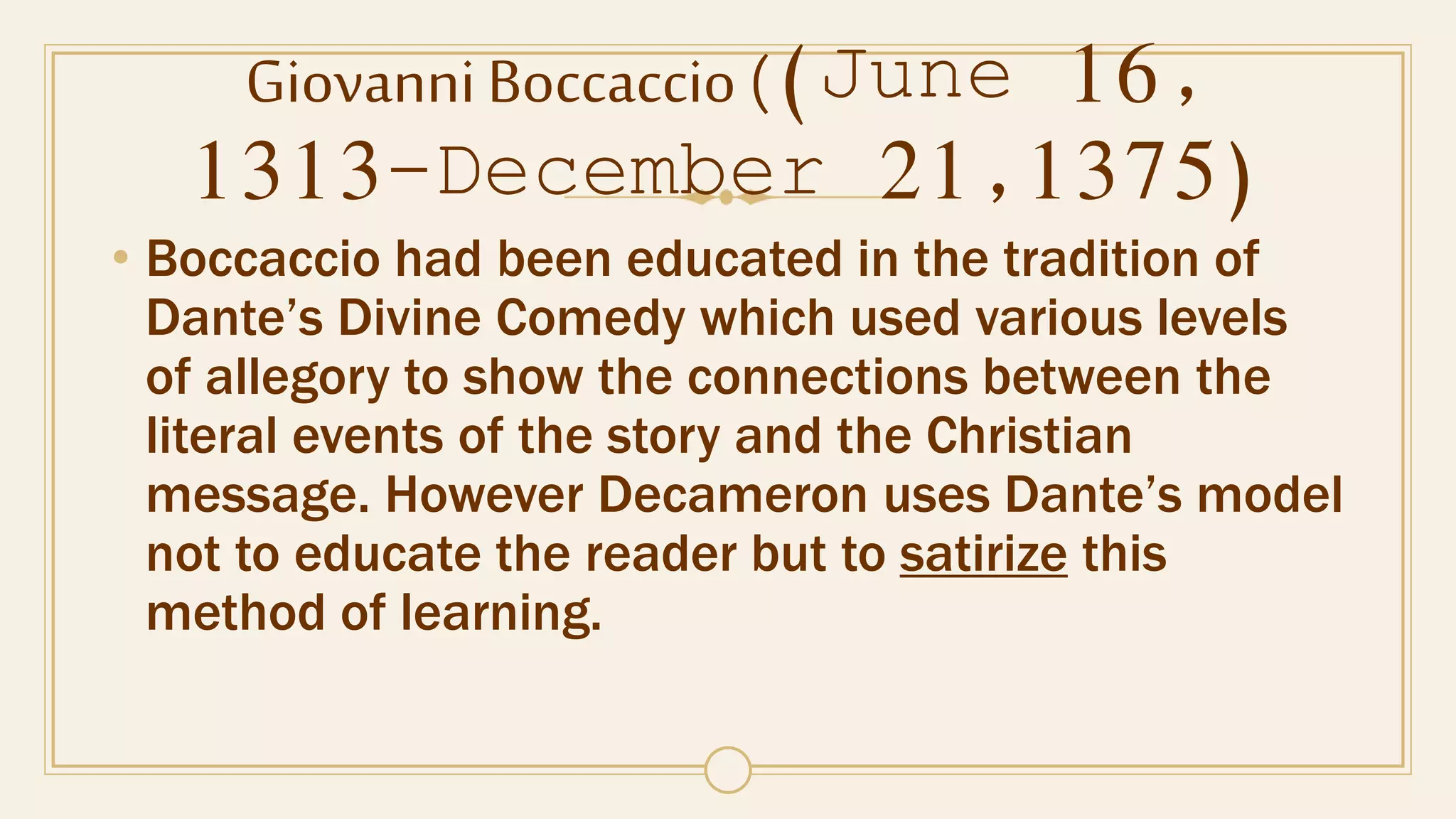 THE DECAMERON ENGLISH 10 | PPTX