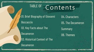 The story of The Decameron by Giovanni Boccaccio | PPTX