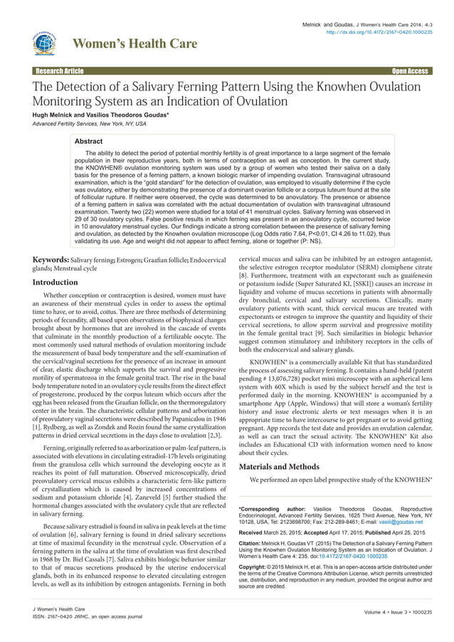 The Detection of a Salivary Ferning Pattern Using the Knowhen Ovulation ...