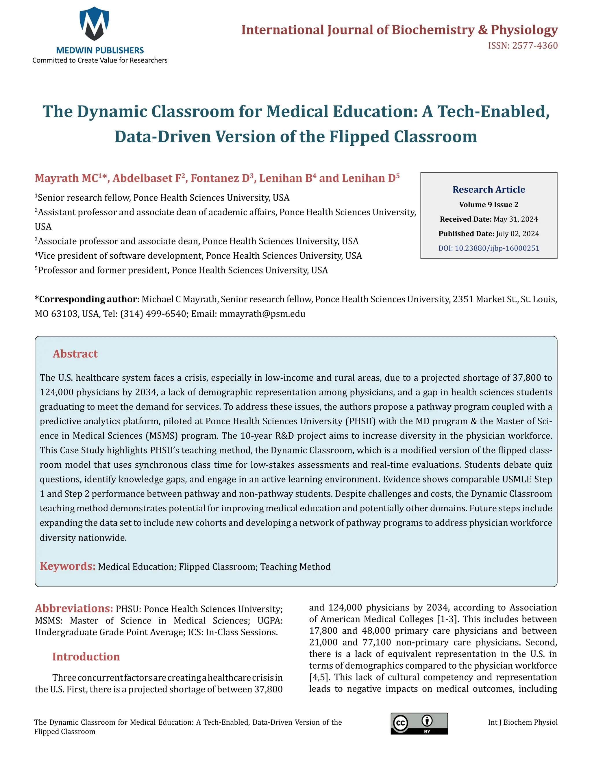 The Dynamic Classroom for Medical Education: A Tech-Enabled, Data ...