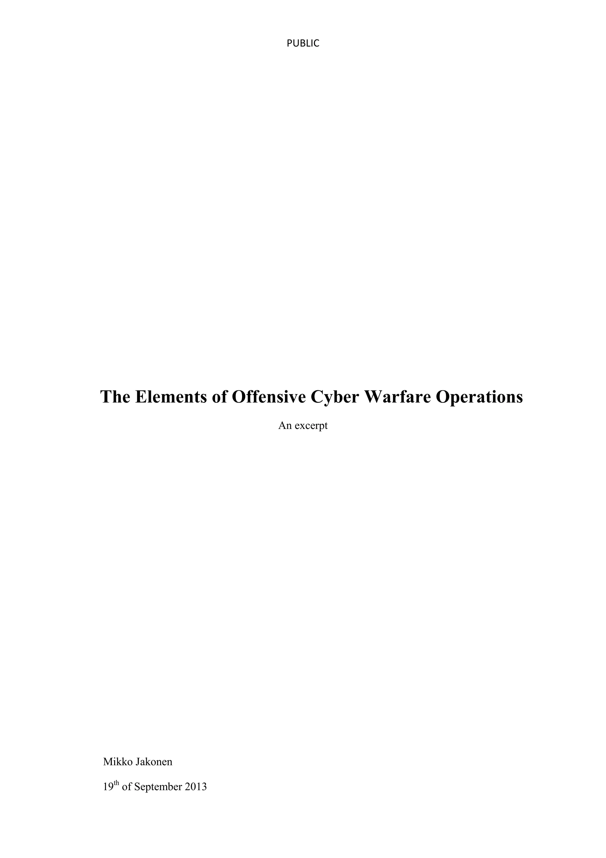 The Elements of Offensive Cyber Warfare Operations | PDF | Computer Networking | Computing