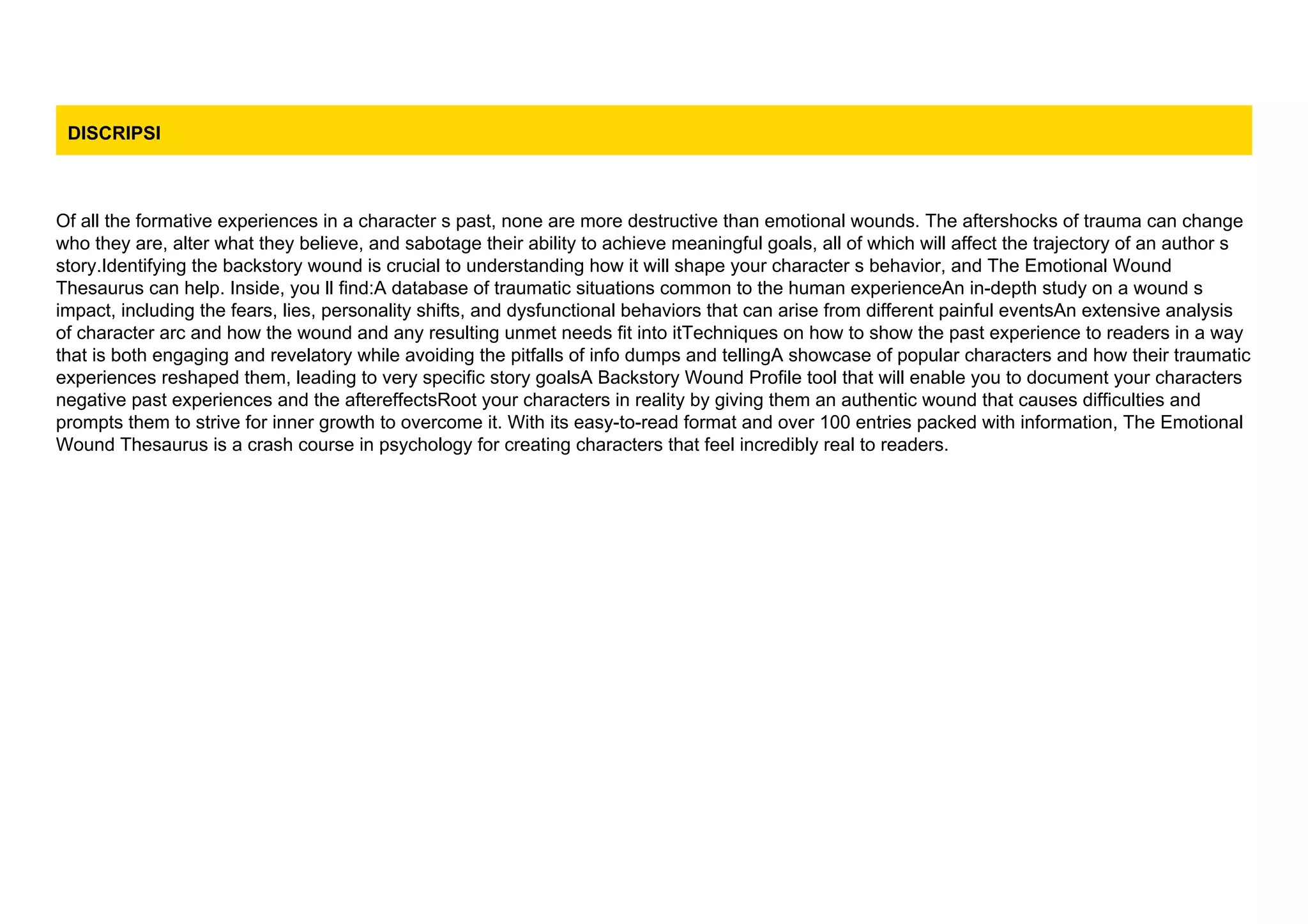 [Doc] The Emotional Wound Thesaurus: A Writer s Guide to Psychological ...