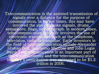 A brief history of Telecommunications By Tavo92 | PPT