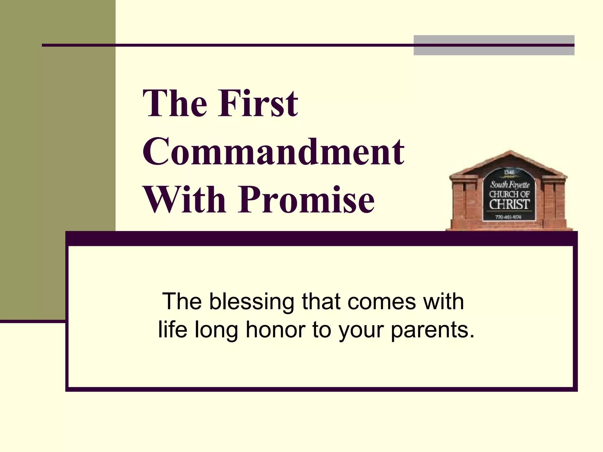 The First Commandment With Promise | PPS | Christianity | Religion ...
