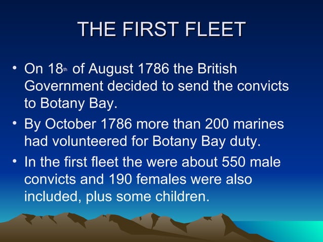 The First Fleet | PPT | Desserts and Baking | Food & Drink