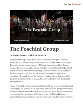 The Foschini Group - 3rd Eye Advisory | PDF | Human Resources | Business