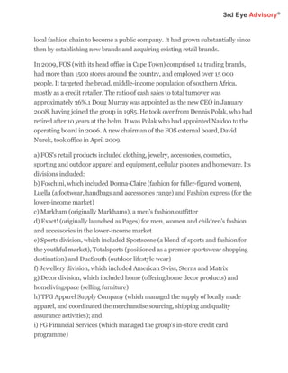 The Foschini Group - 3rd Eye Advisory | PDF