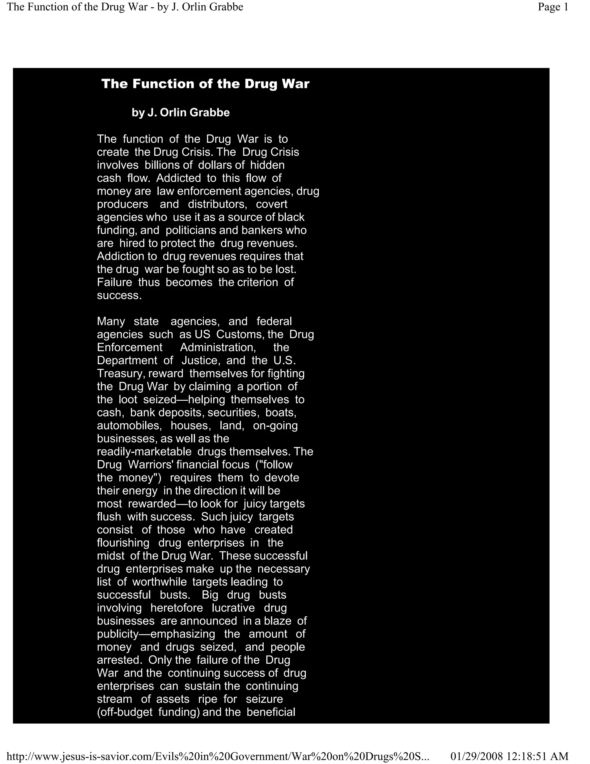 The Function of the Drug War | PDF