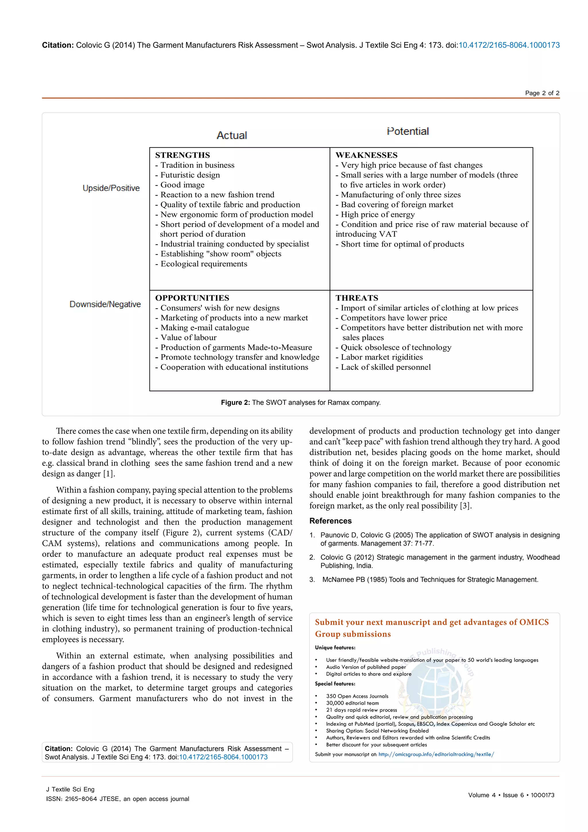 The garment manufacturers risk assessment - SWOT analysis | PDF