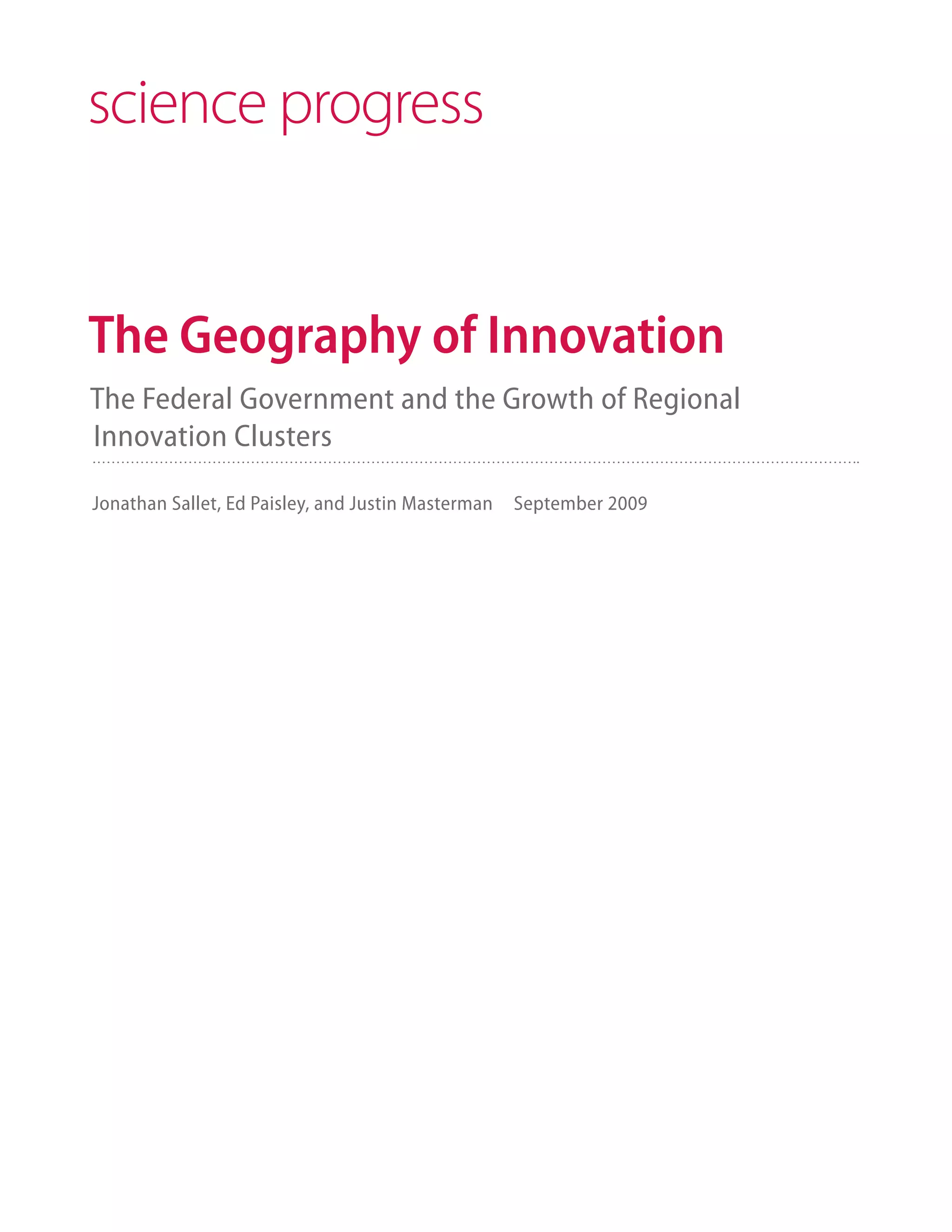 The geography-of-innovation | PDF | Geography | Science